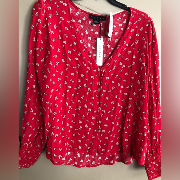 Sanctuary | Tops | Nwt Sanctuary Artificial Bloom Red Peasant Blouse ...